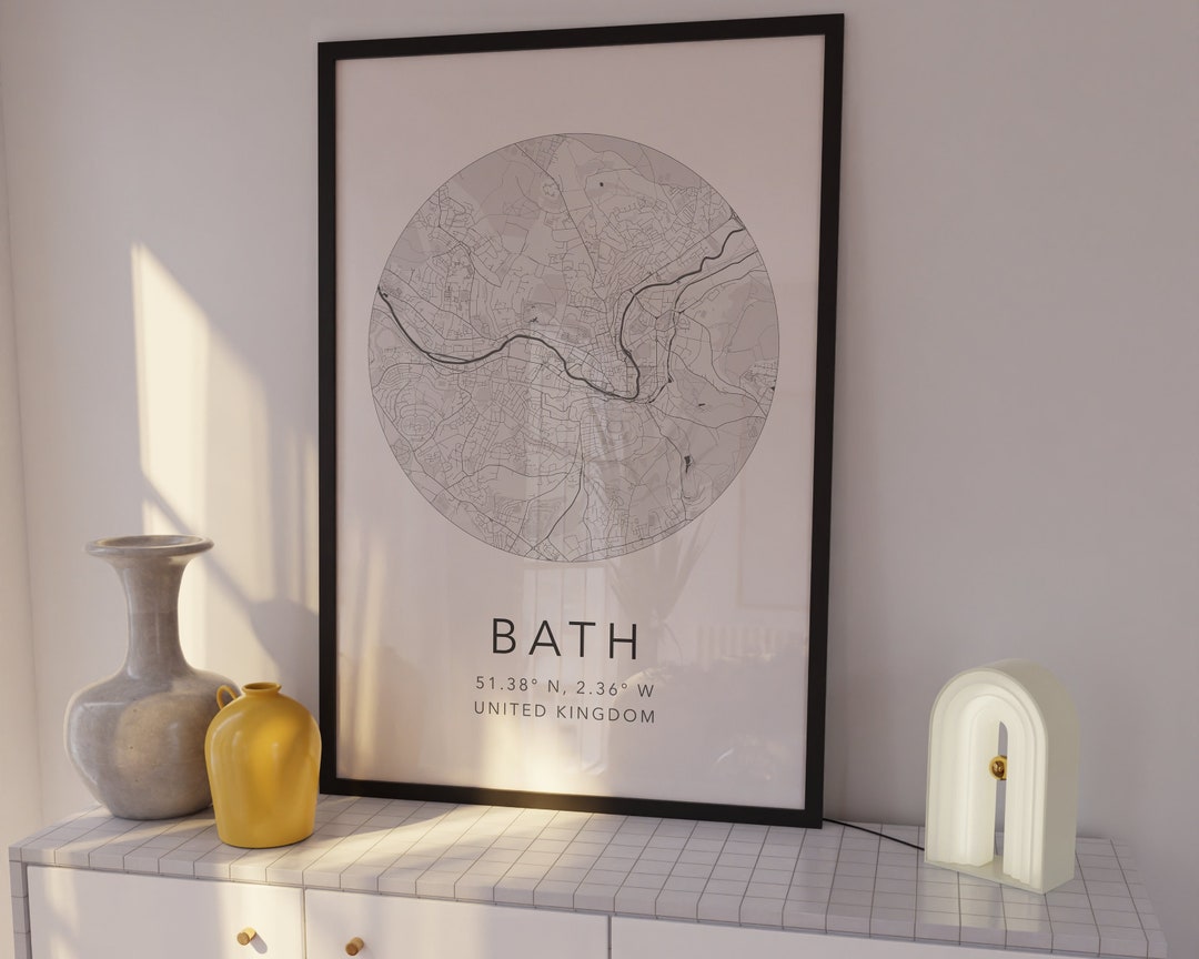 Bath Map Print | Bath United Kingdom Print | City of Bath Map ...