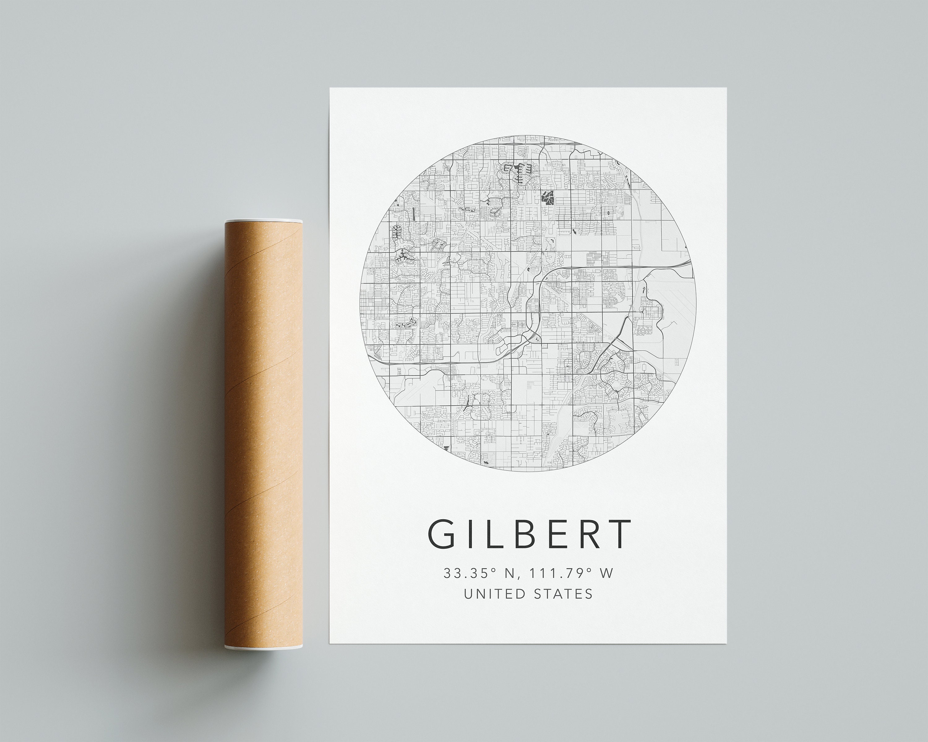 Gilbert Map Print City of Gilbert Print Map of Gilbert Arizona ...