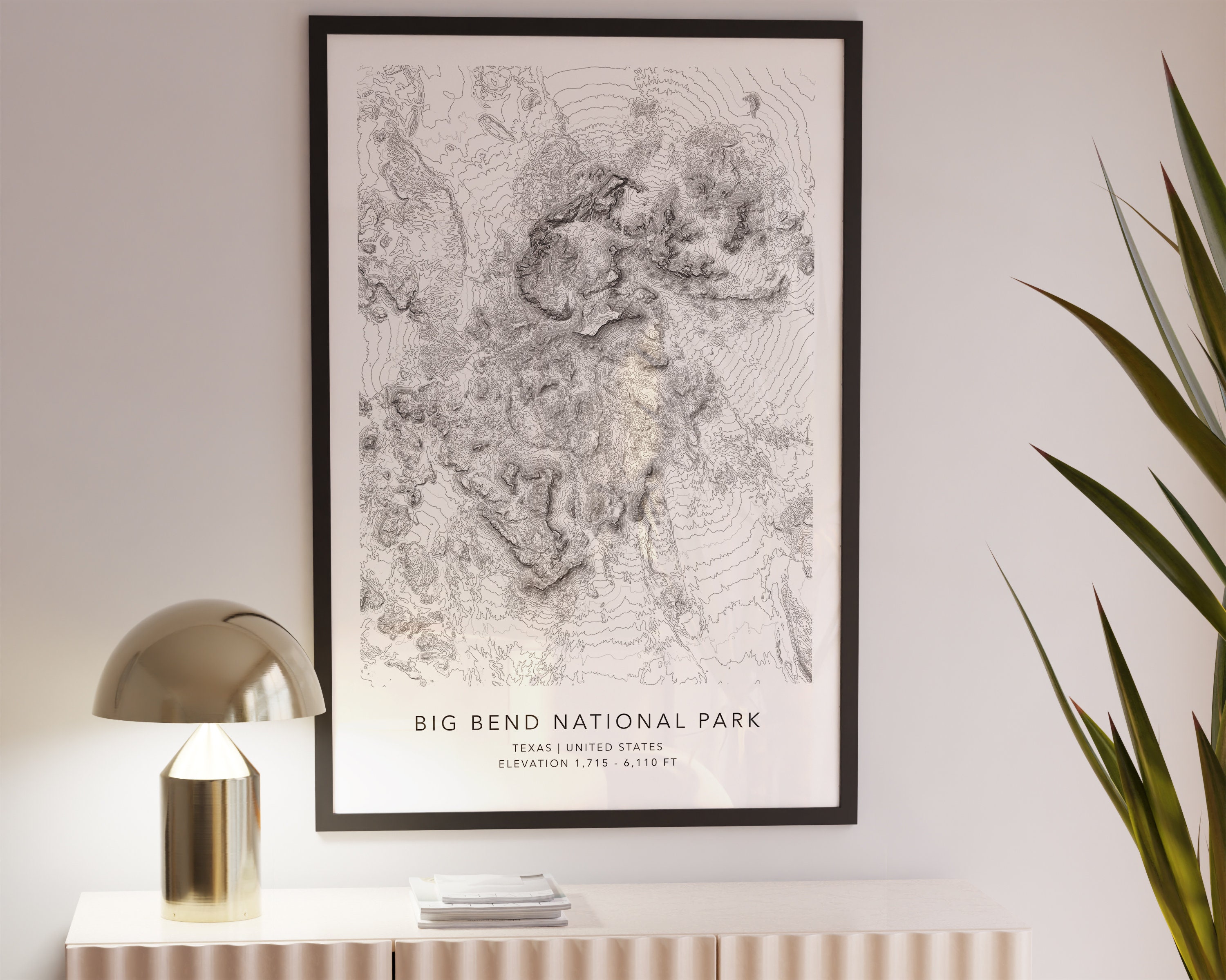 Big Bend National Park Map Print Topographic Contour Map Big Bend Texas ...