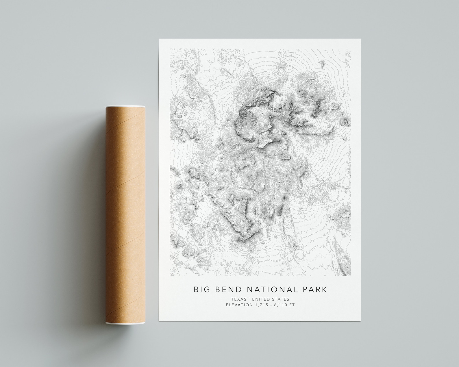 Big Bend National Park Map Print Topographic Contour Map Big Bend Texas ...