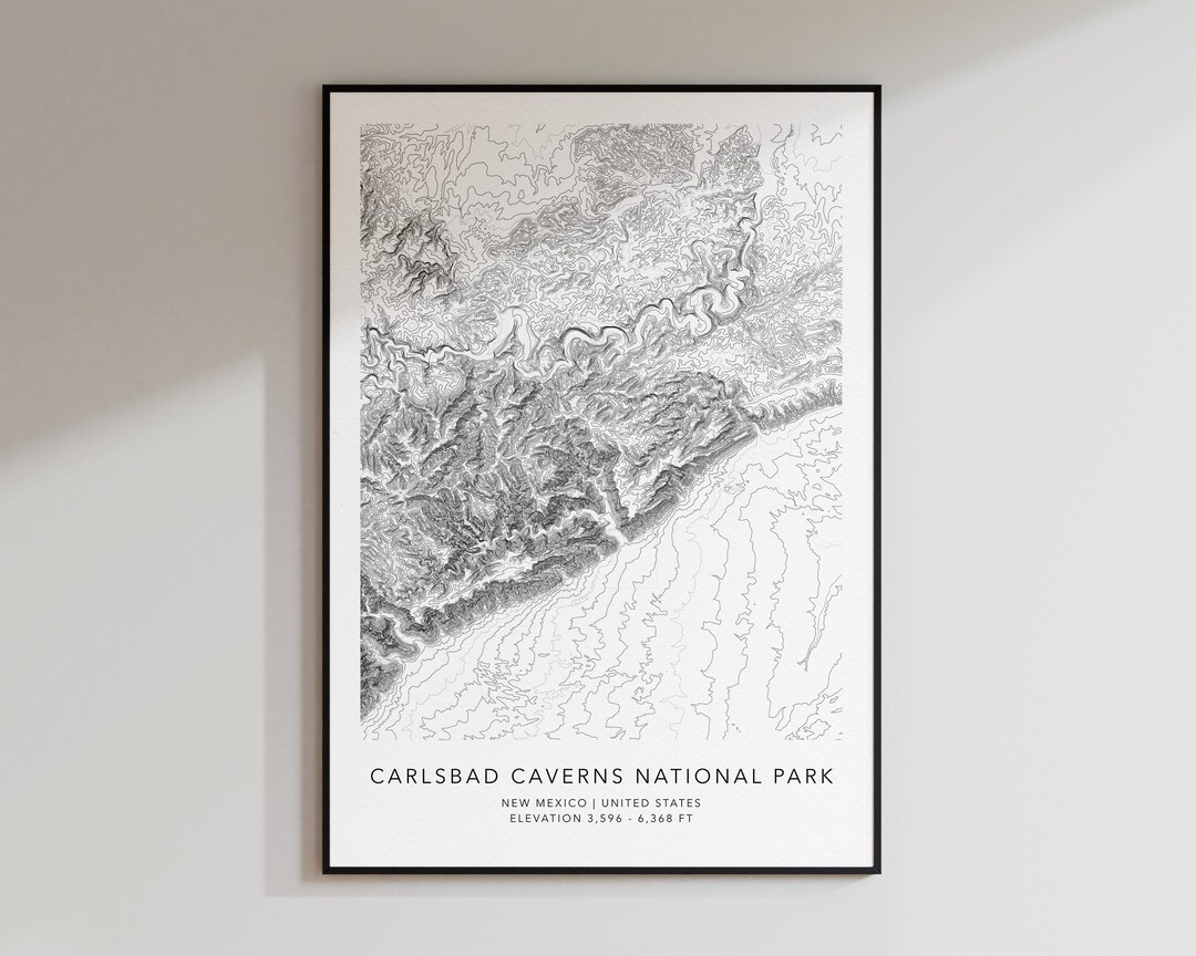 Carlsbad Caverns National Park Map Print | Topographic Contour Map ...