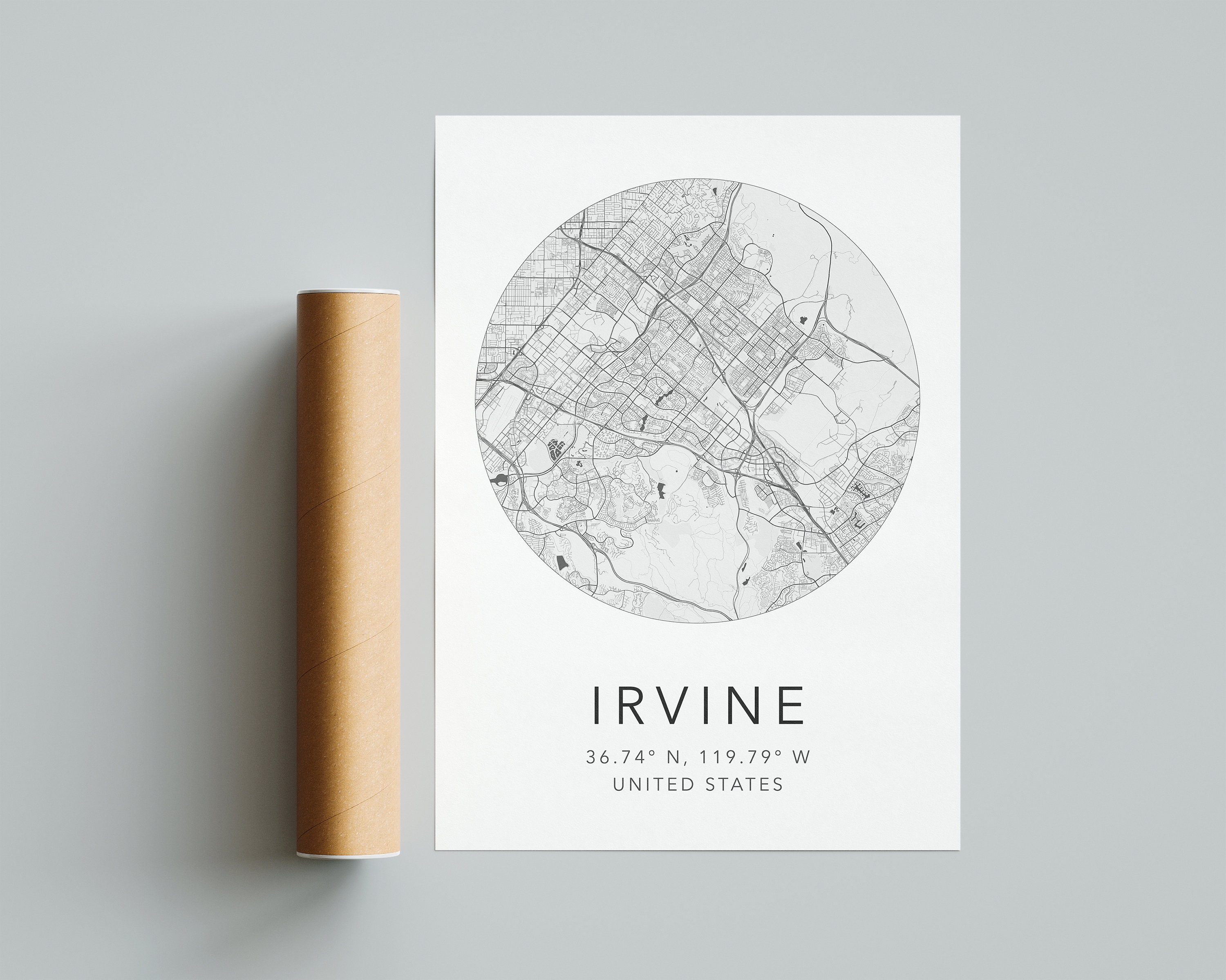 Irvine Map Print | City of Irvine Print | Map of Irvine California ...