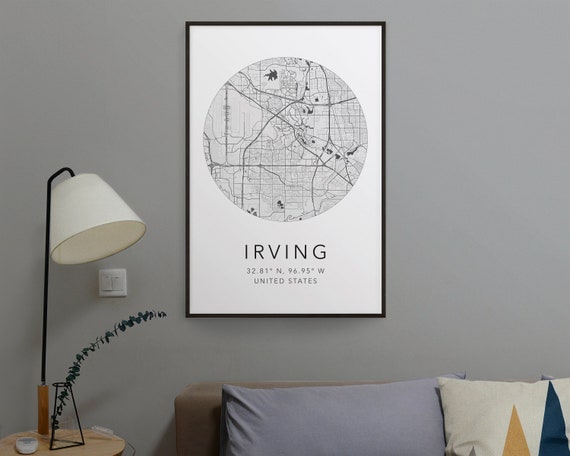 Irving Map Print City of Irving Print Map of Irving Texas | Etsy