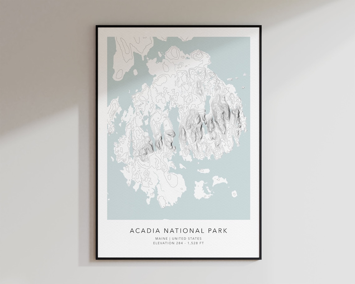 Acadia National Park Map Print | Topographic Contour Map | Acadia ...