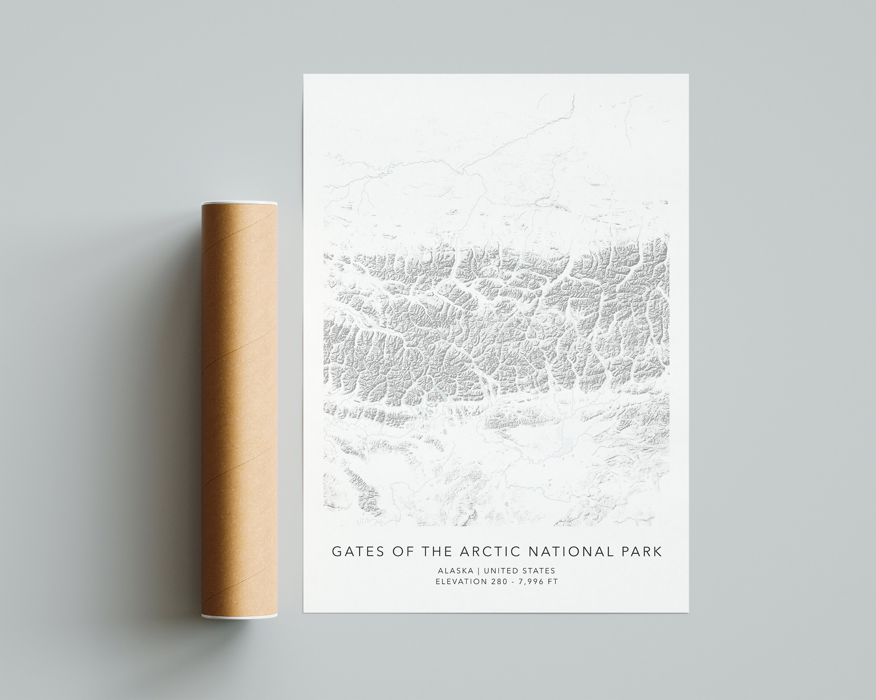 Gates of the Arctic National Park Map Print | Topographic Contour Map ...