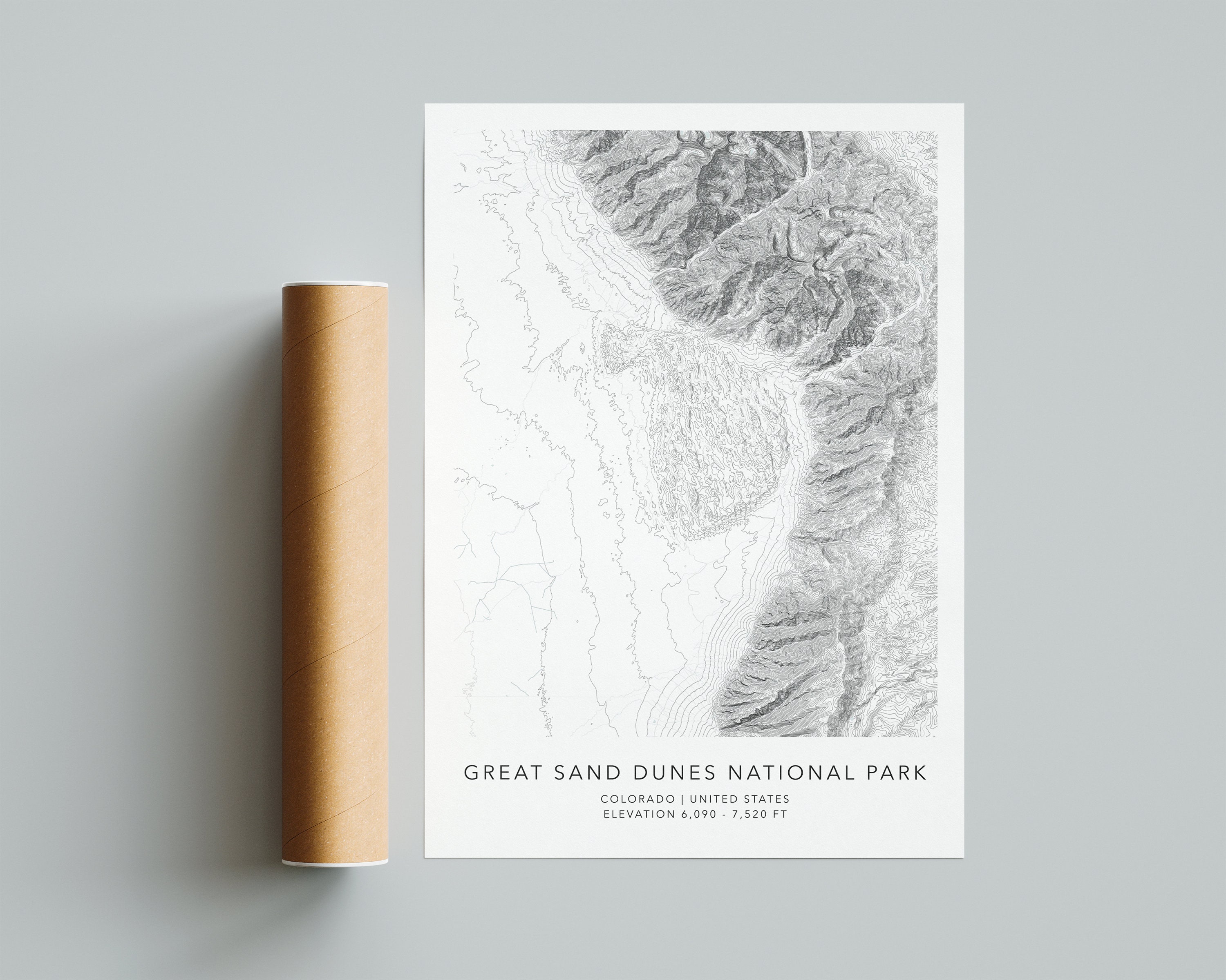 Great Sand Dunes National Park Map Print Topographic Contour Map Great ...