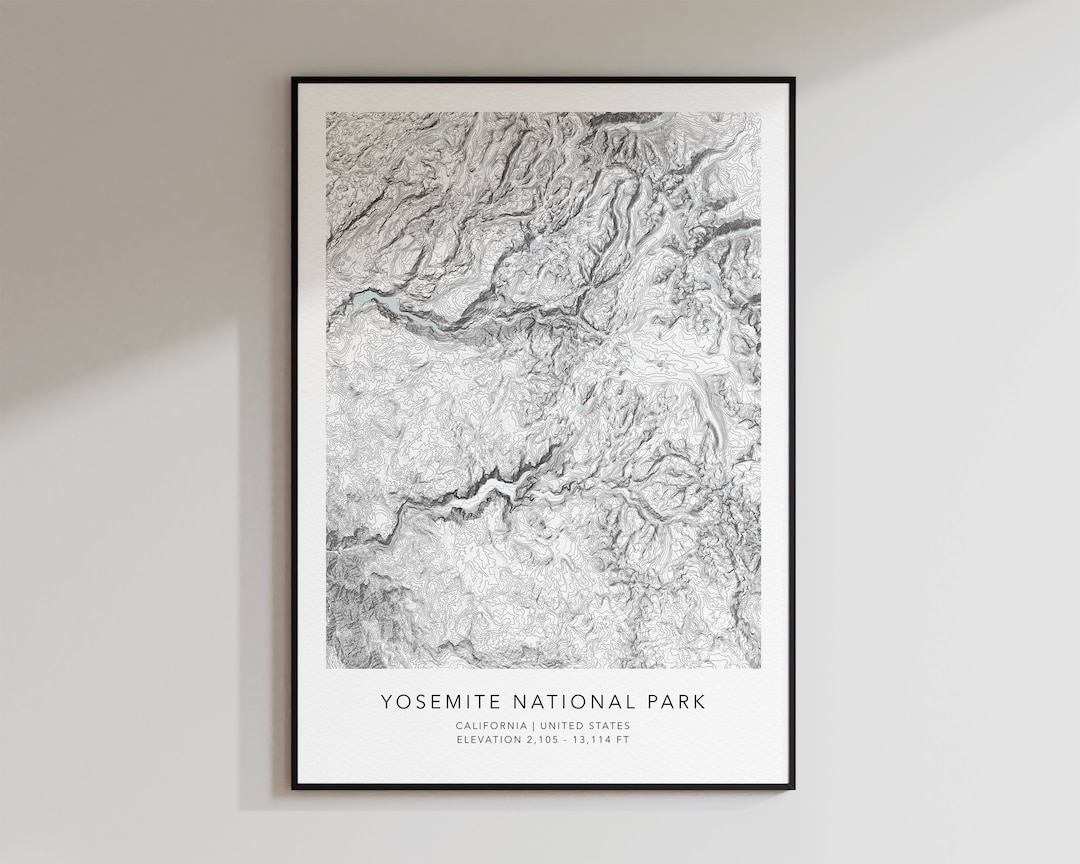 Yosemite National Park Map Print | Topographic Contour Map | Yosemite ...