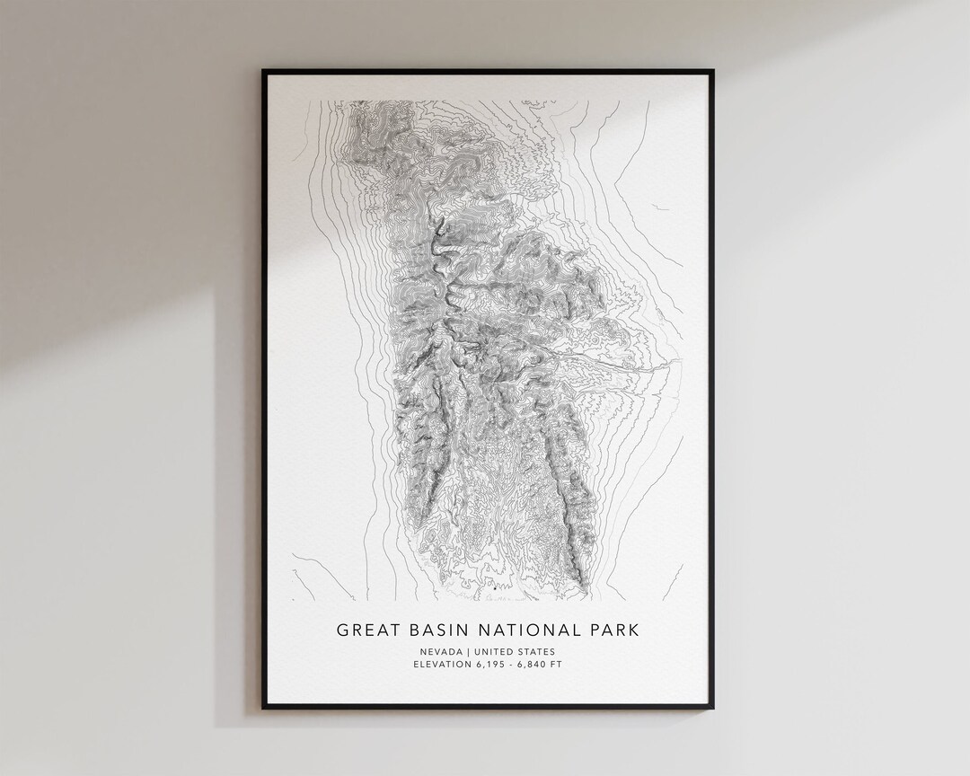 Great Basin National Park Map Print | Topographic Contour Map | Great ...