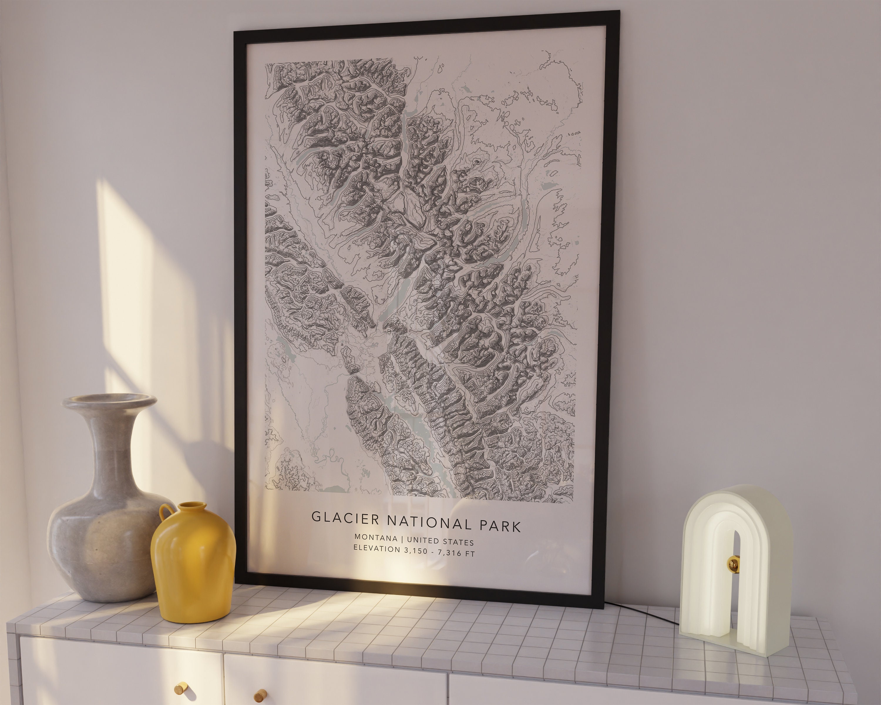 Glacier National Park Map Print | Topographic Contour Map | Glacier ...