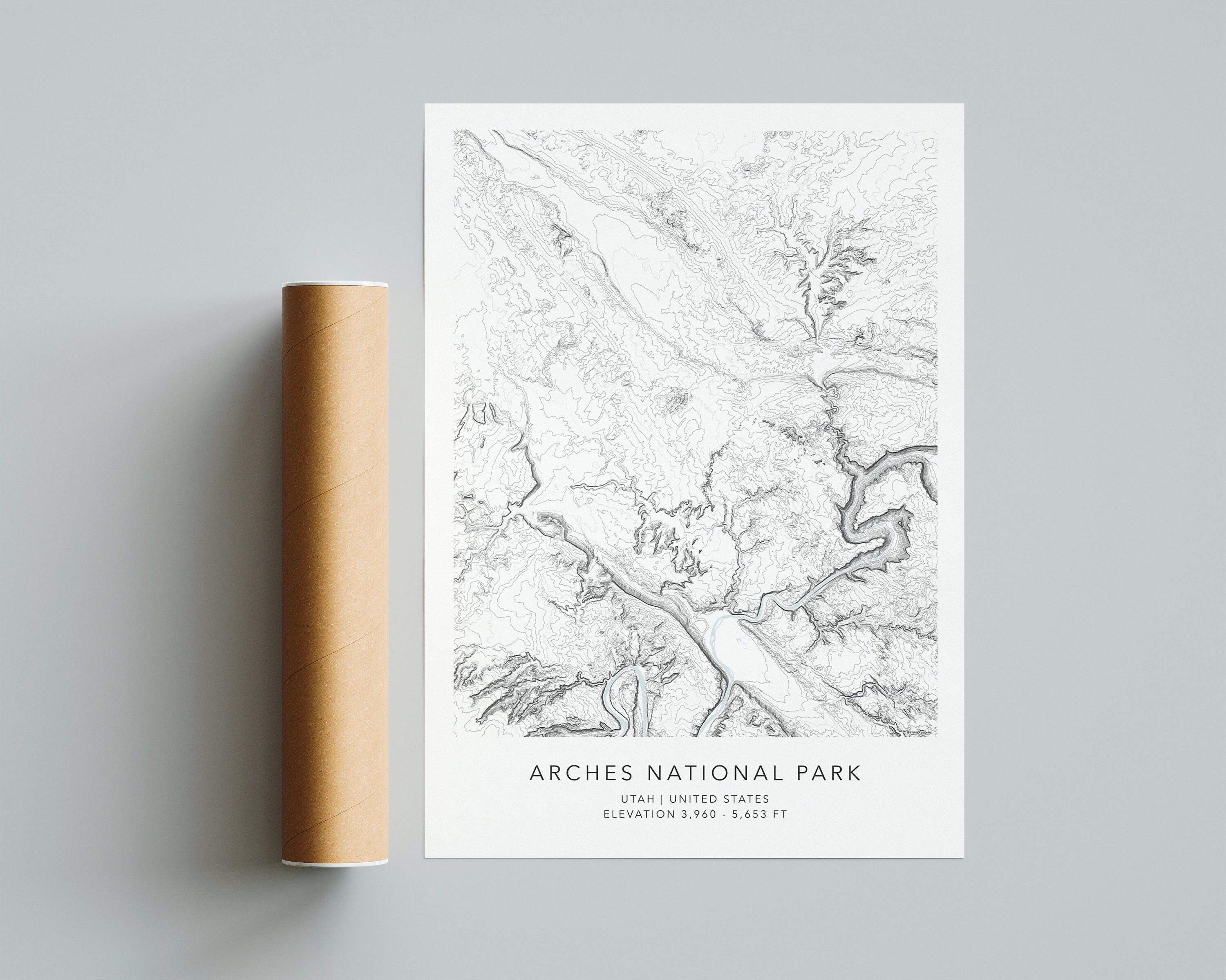 Arches National Park Map Print | Topographic Contour Map | Arches Utah ...