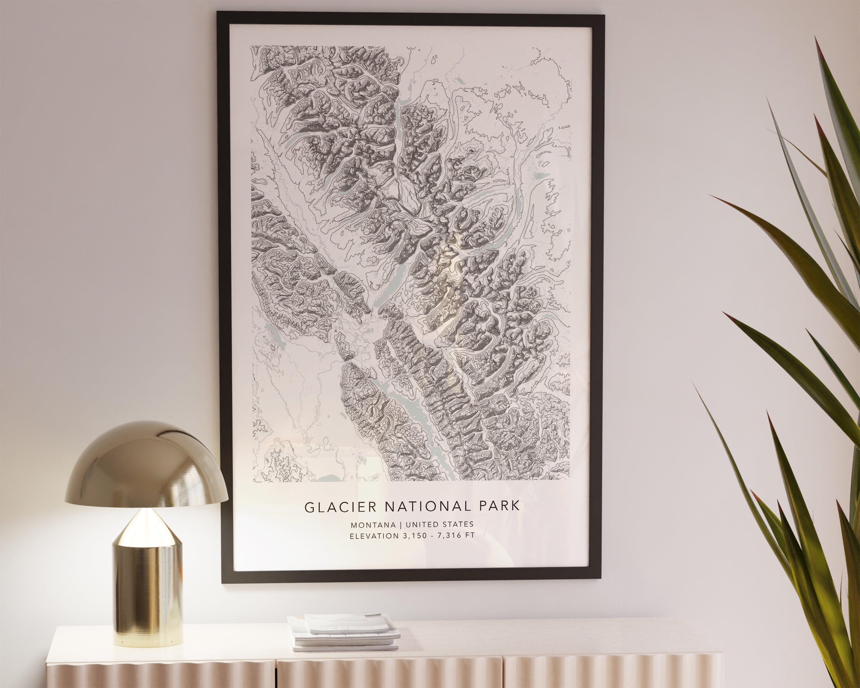 Glacier National Park Map Print | Topographic Contour Map | Glacier ...