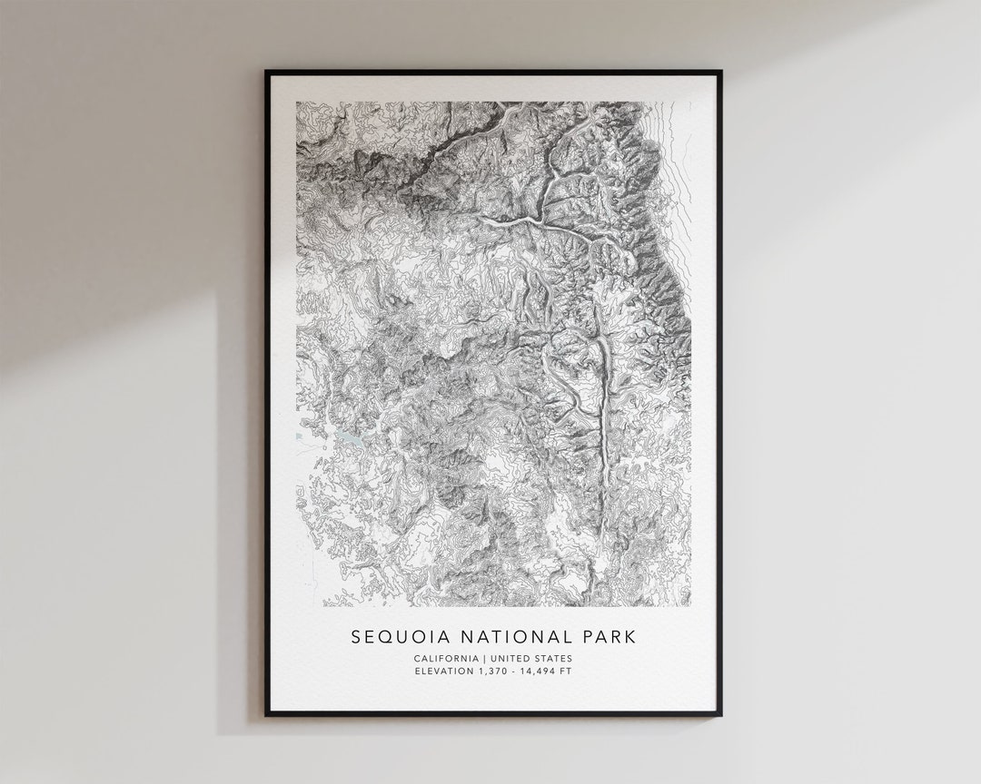 Sequoia National Park Map Print | Topographic Contour Map | Sequoia ...