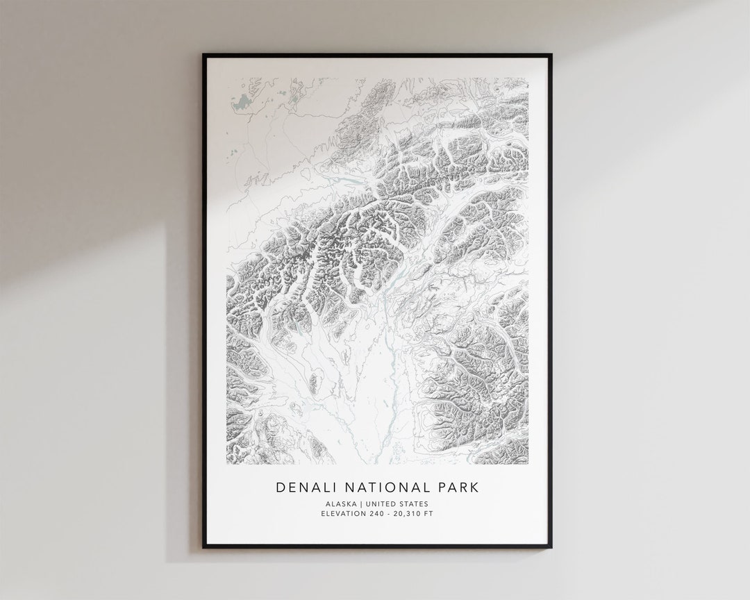 Denali National Park Map Print | Topographic Contour Map | Denali ...