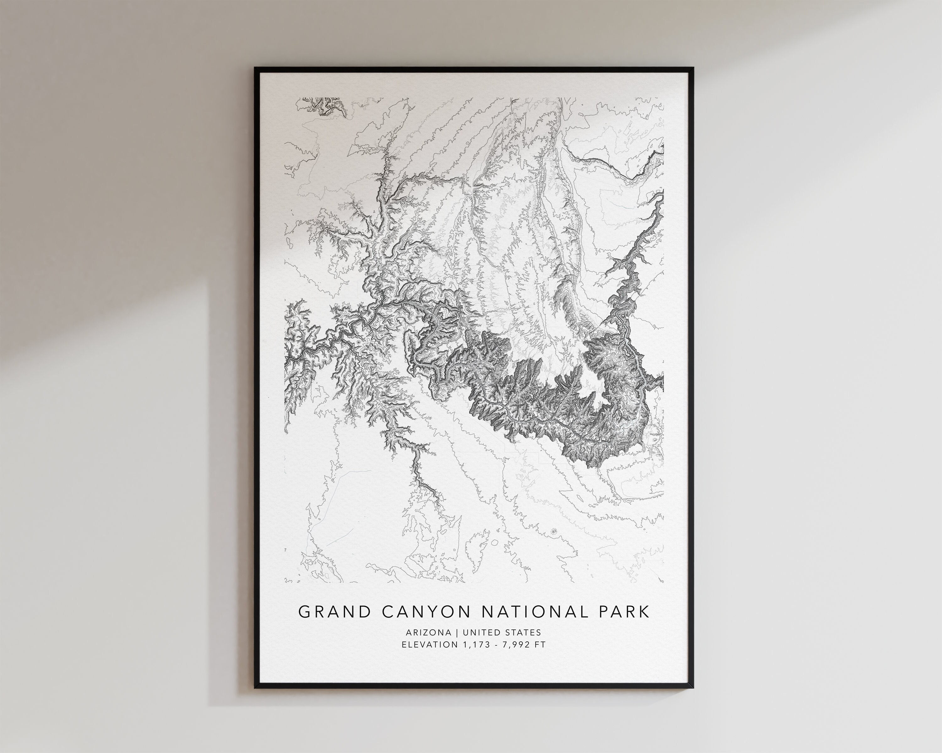 Grand Canyon National Park Map Print | Topographic Contour Map ...