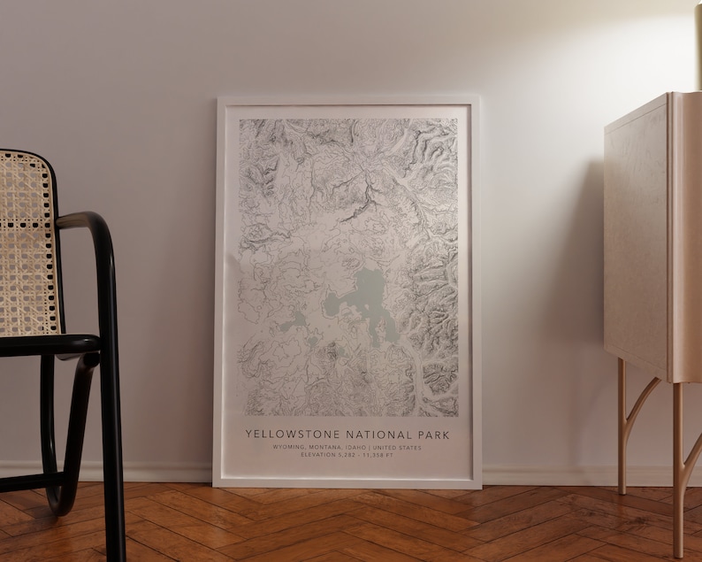 Yellowstone National Park Map Print | Topographic Contour Map ...