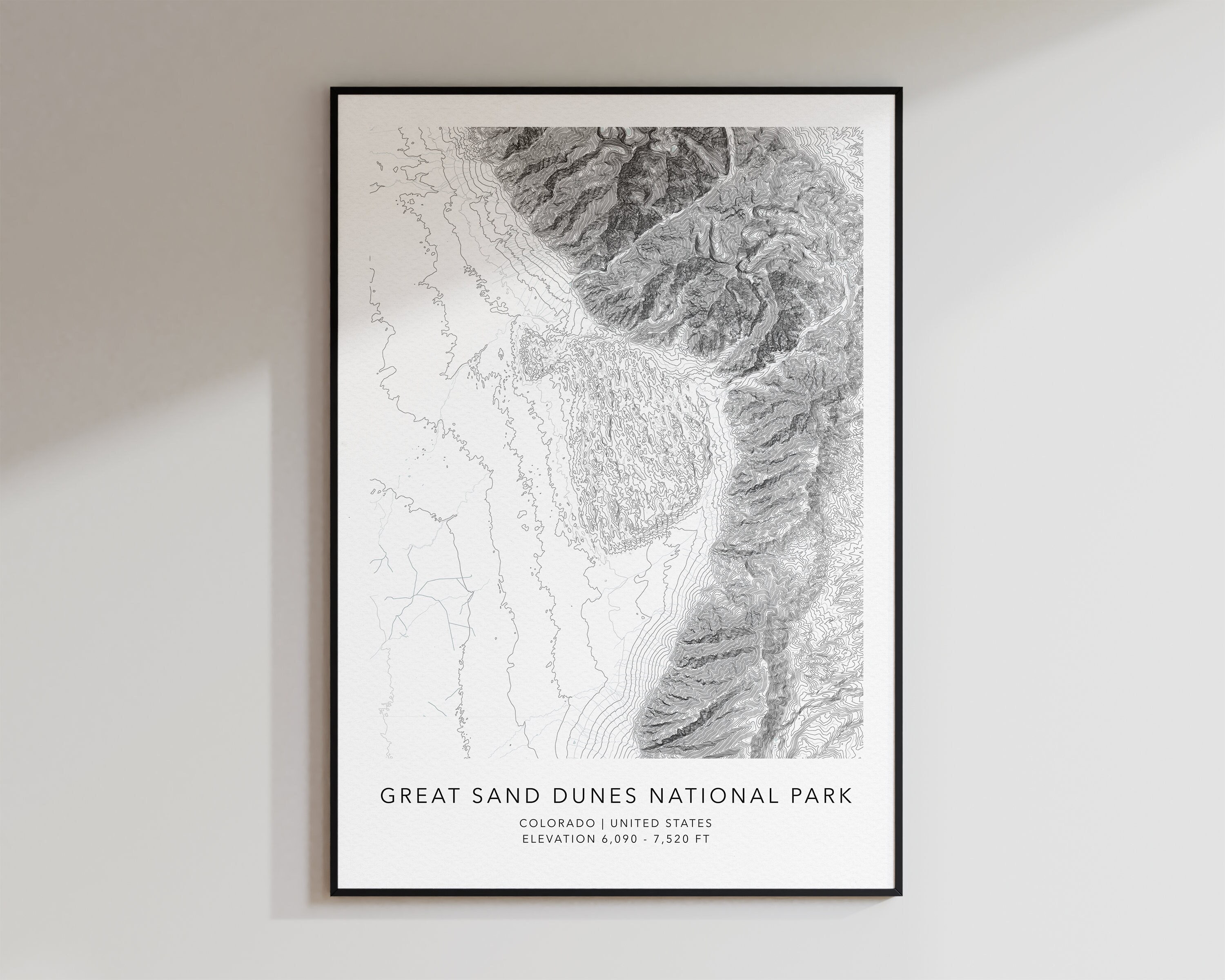 Great Sand Dunes National Park Map Print | Topographic Contour Map ...