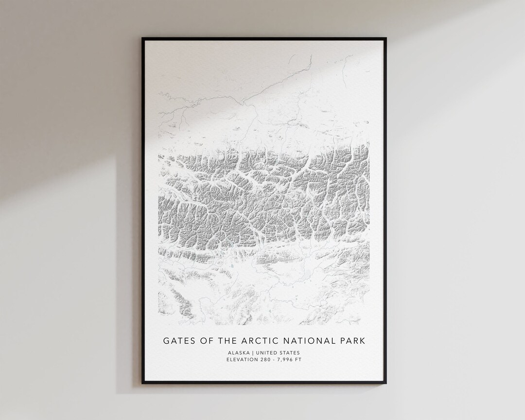 Gates of the Arctic National Park Map Print | Topographic Contour Map ...