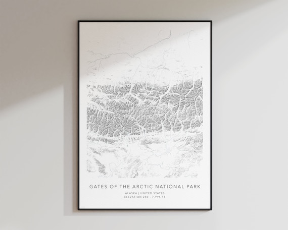 Gates of the Arctic National Park Map Print Topographic | Etsy
