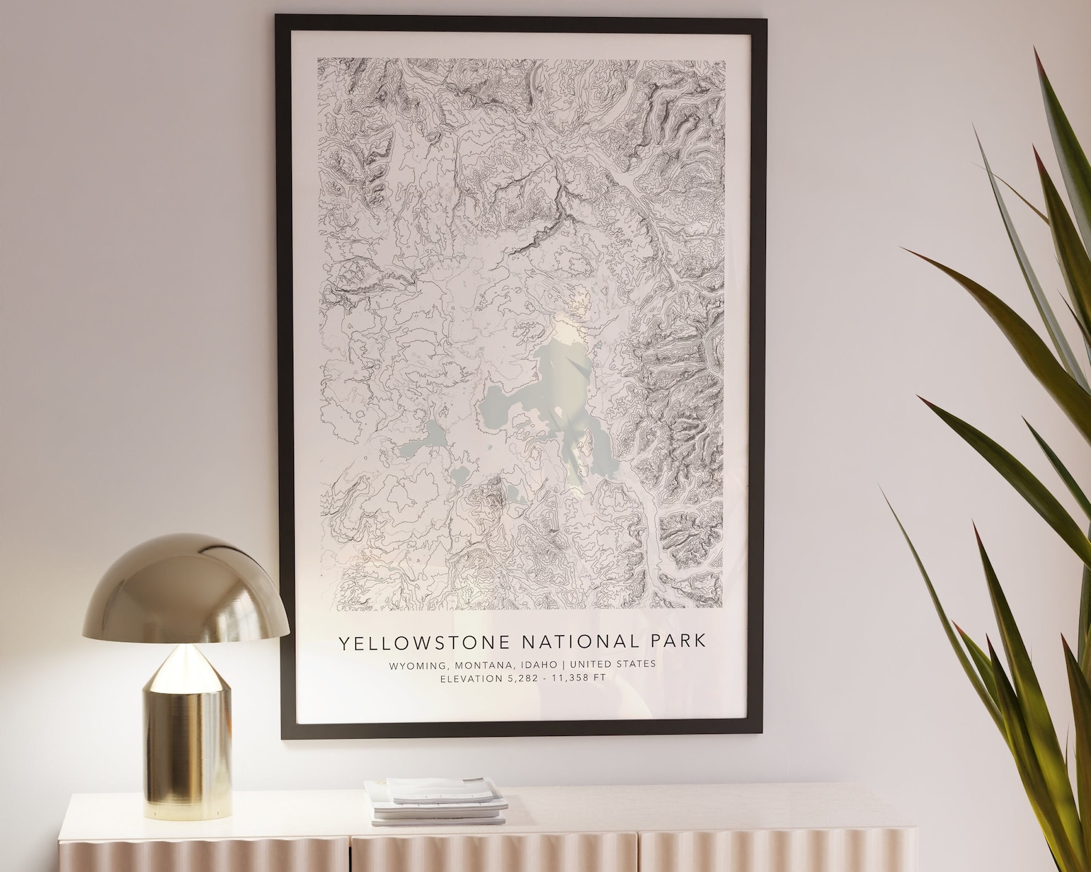 Yellowstone National Park Map Print | Topographic Contour Map ...