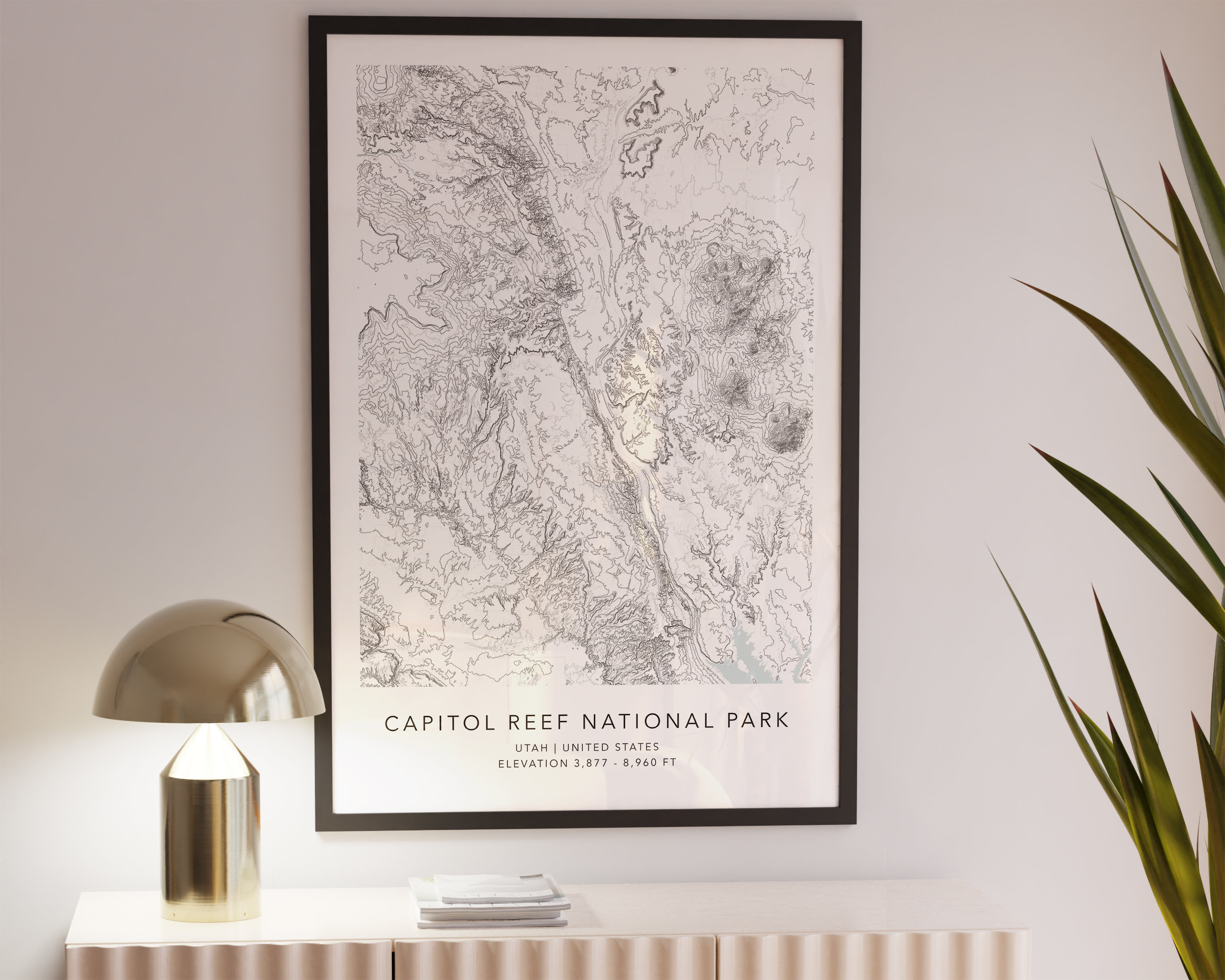 Capitol Reef National Park Map Print | Topographic Contour Map ...