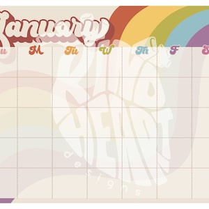 BLANK Landscape Calendar Printable - Retro Rainbow Collection - Etsy