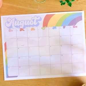 BLANK Landscape Calendar Printable - Retro Rainbow Collection - Etsy