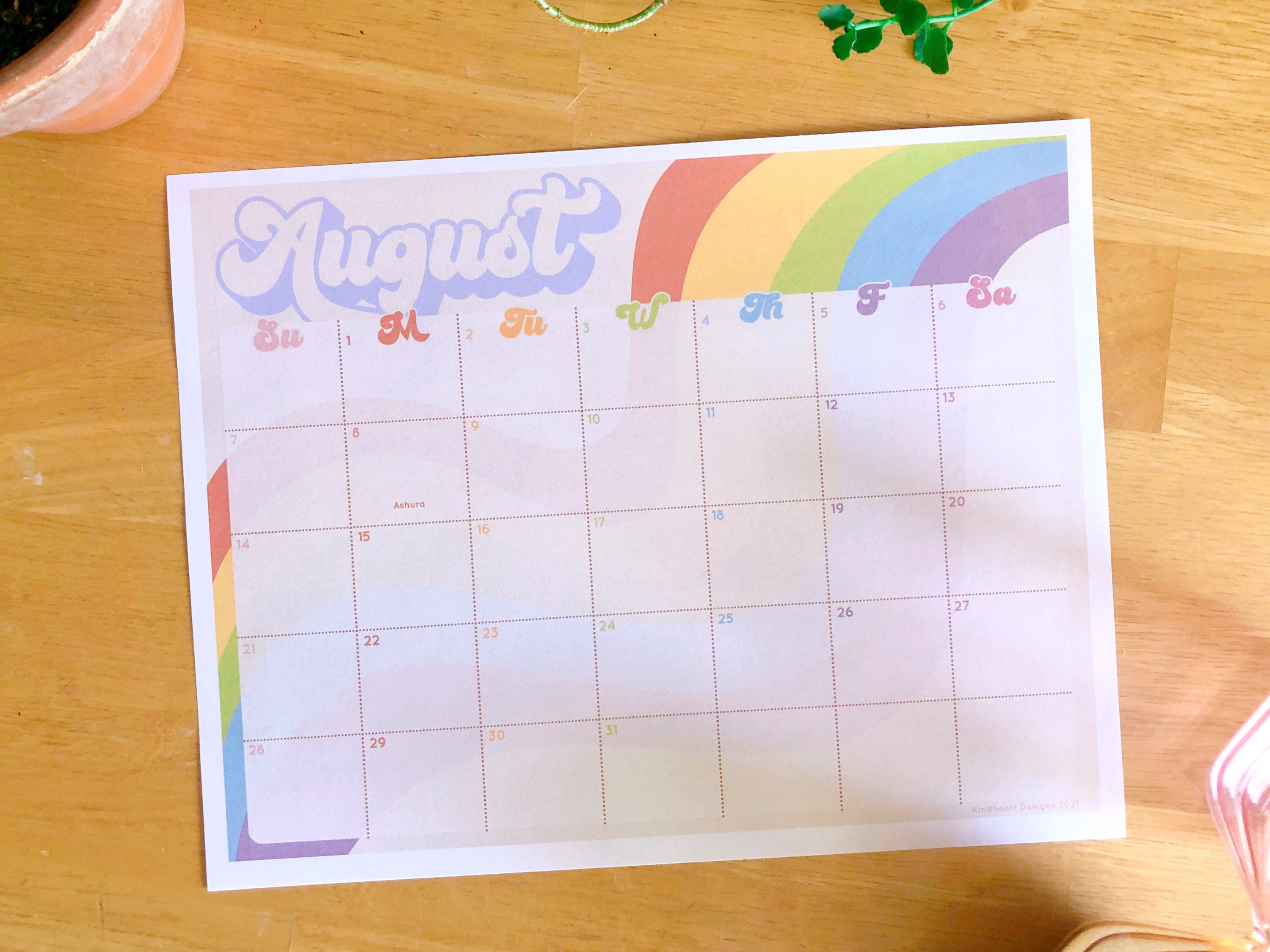 BLANK Landscape Calendar Printable Retro Rainbow Collection - Etsy