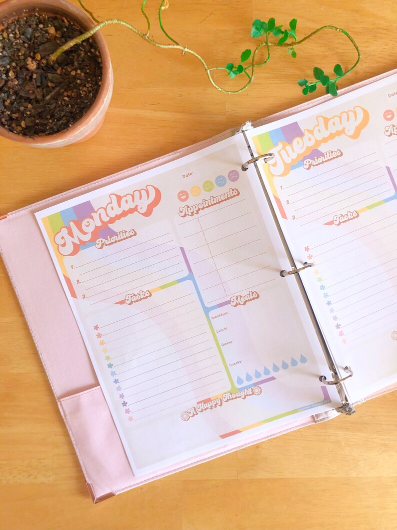 Daily Planner Printable - Retro Rainbow Collection - Etsy