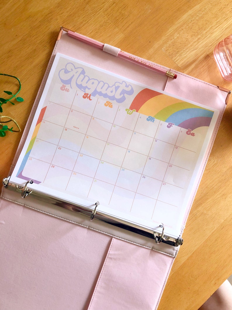 BLANK Landscape Calendar Printable - Retro Rainbow Collection - Etsy