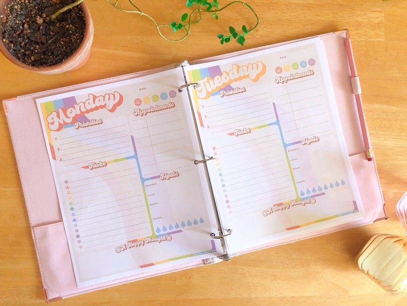 Daily Planner Printable - Retro Rainbow Collection - Etsy