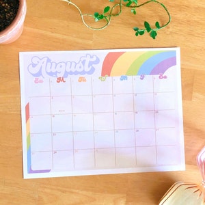 BLANK Landscape Calendar Printable - Retro Rainbow Collection - Etsy