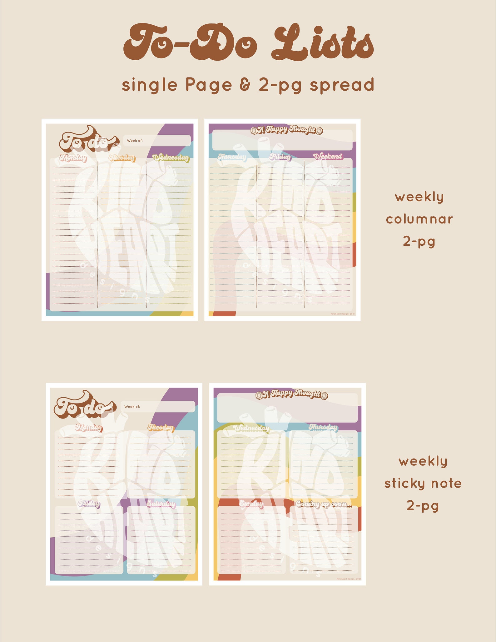 HUGE Planner Printable Bundle - Colorful, Fun, Boho, & Retro - 18-month ...