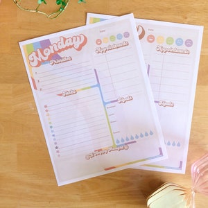 Daily Planner Printable - Retro Rainbow Collection - Etsy
