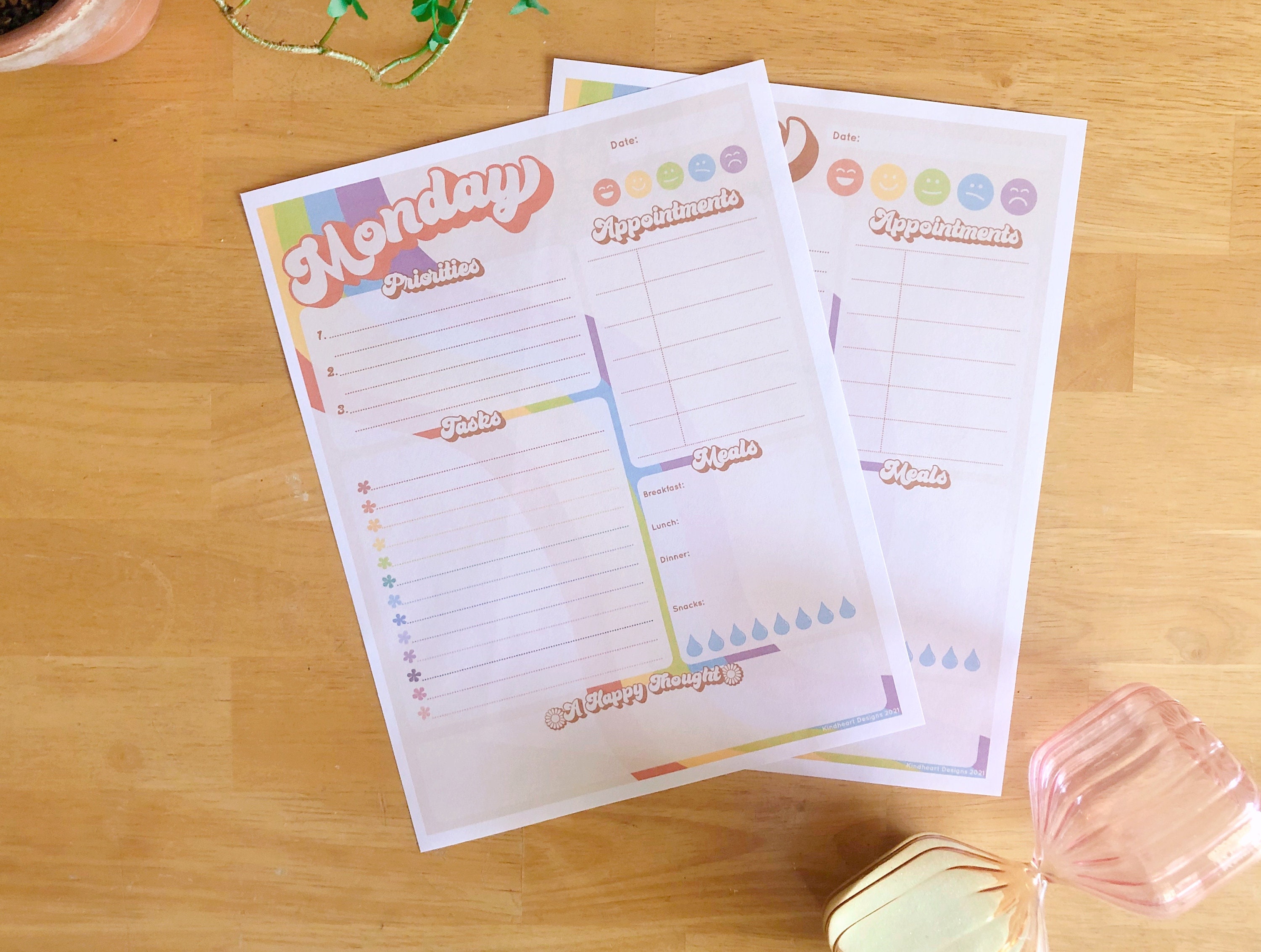 Daily Planner Printable - Retro Rainbow Collection - Etsy