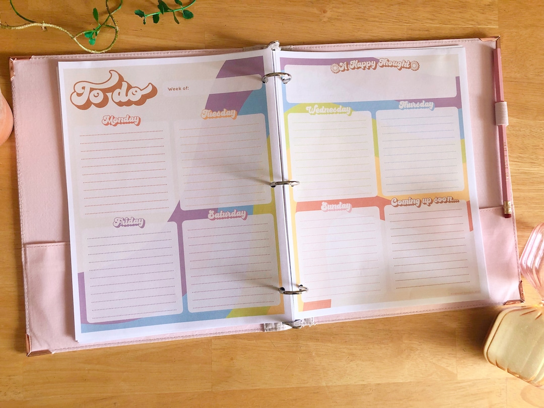 STICKY NOTE Weekly To-do List 2-pg Spread Printable Planner - Retro ...