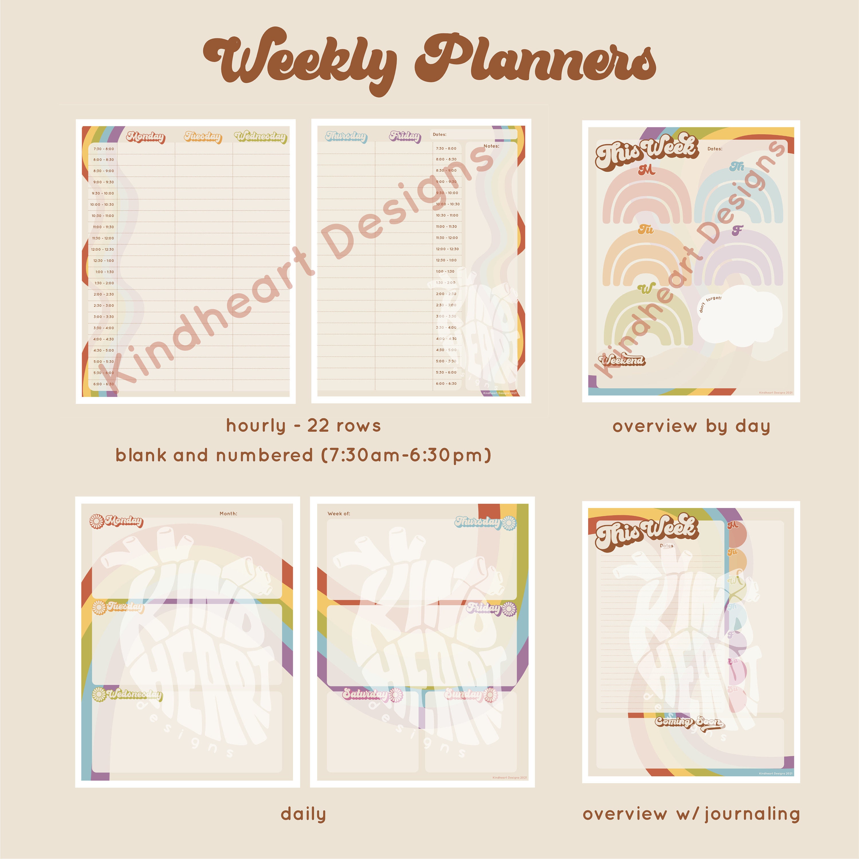 HUGE Planner Printable Bundle - Colorful, Fun, Boho, & Retro - 18-month ...