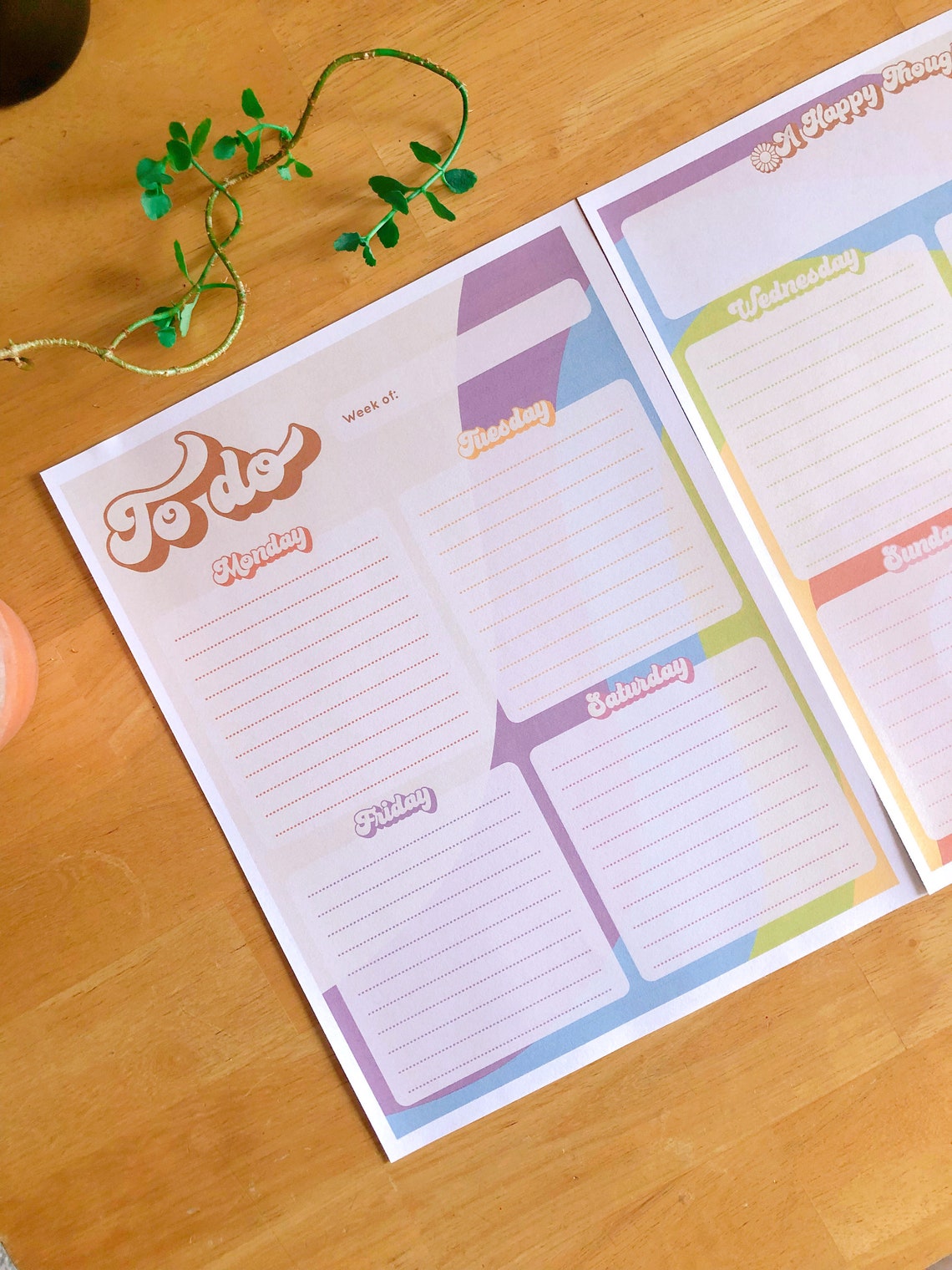 STICKY NOTE Weekly To-do List 2-pg Spread Printable Planner Retro ...