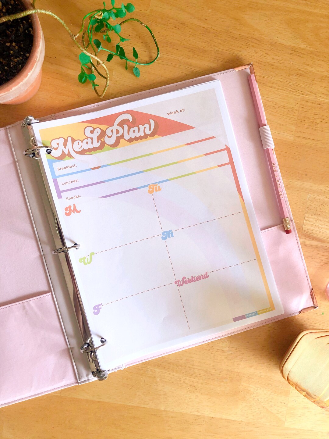 Weekly Meal Plan Printables - Retro Rainbow Collection - Etsy