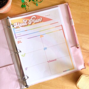 Weekly Meal Plan Printables - Retro Rainbow Collection - Etsy