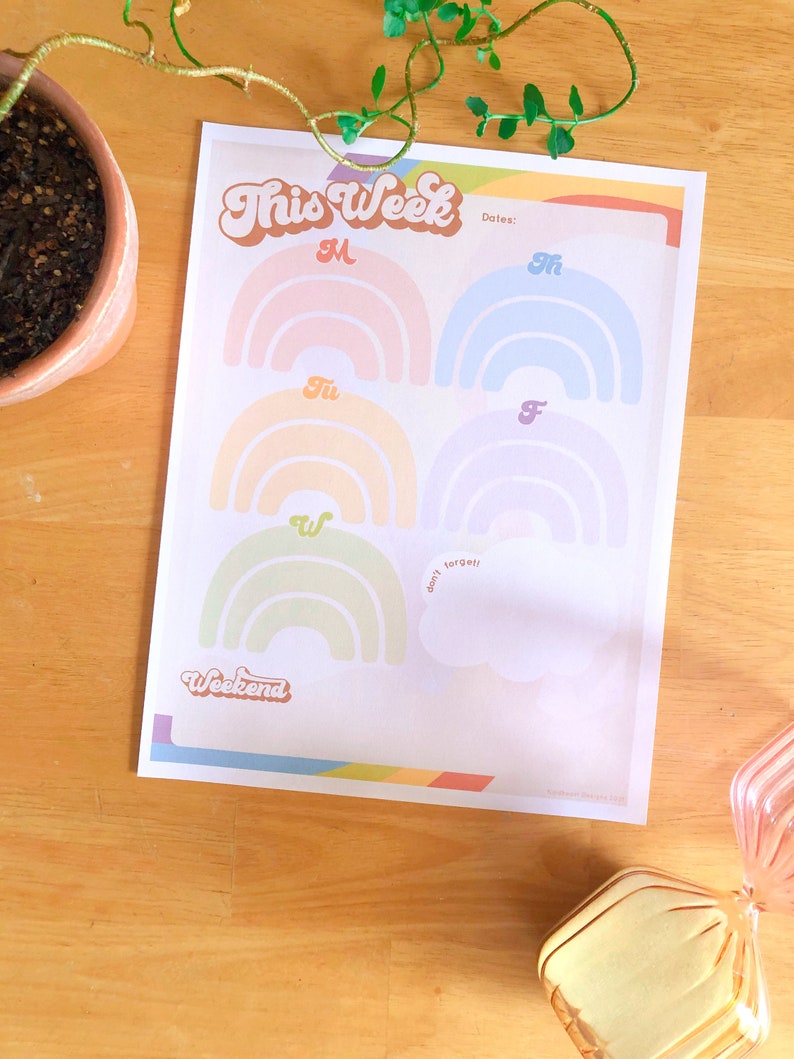 Weekly Daily Highlight Planner Printable - Retro Rainbow Planner ...