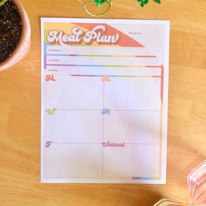 Weekly Meal Plan Printables - Retro Rainbow Collection - Etsy