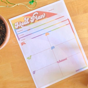 Weekly Meal Plan Printables - Retro Rainbow Collection - Etsy