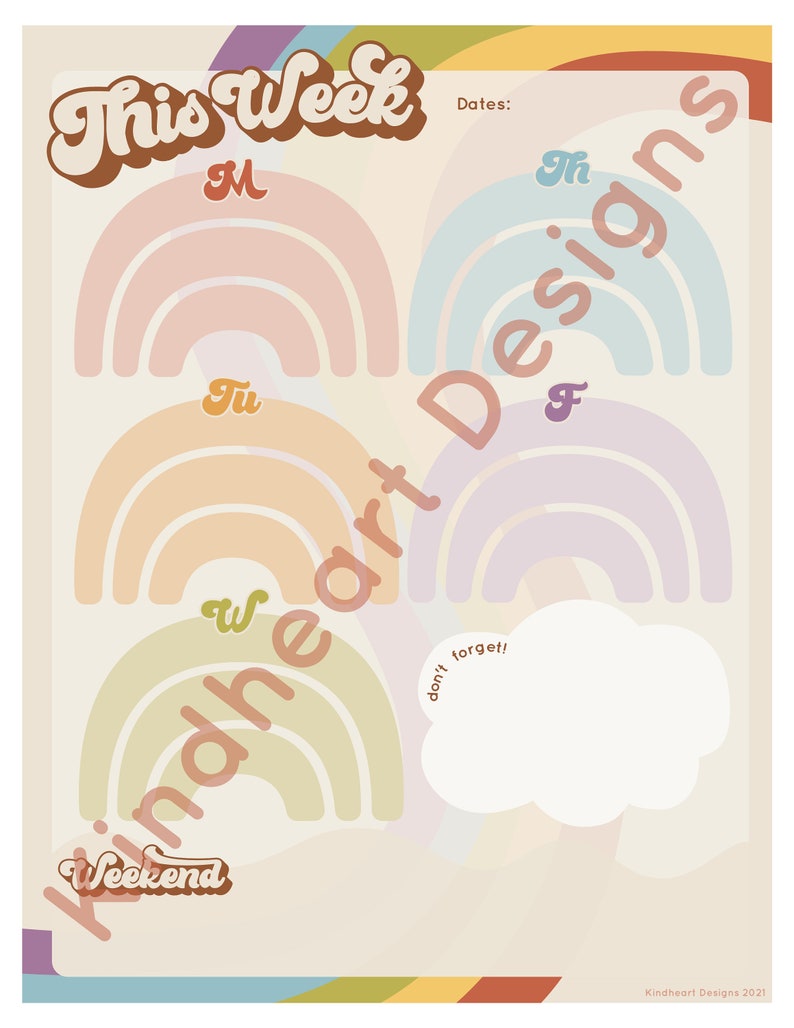 Weekly Daily Highlight Planner Printable - Retro Rainbow Planner ...