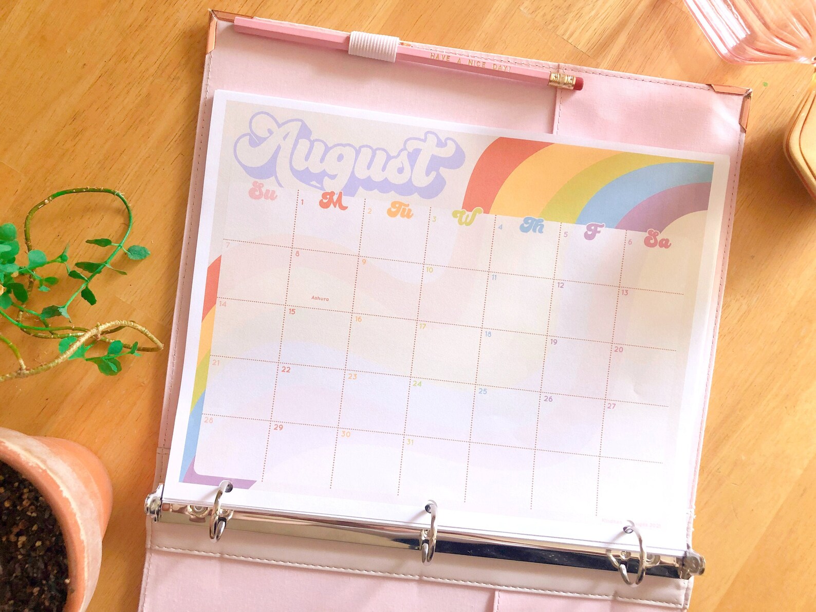 BLANK Landscape Calendar Printable - Retro Rainbow Collection - Etsy
