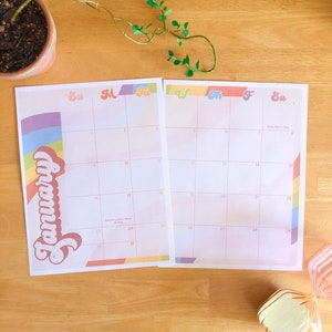BLANK 2-page Calendar Spread Planner Printable - Retro Rainbow ...