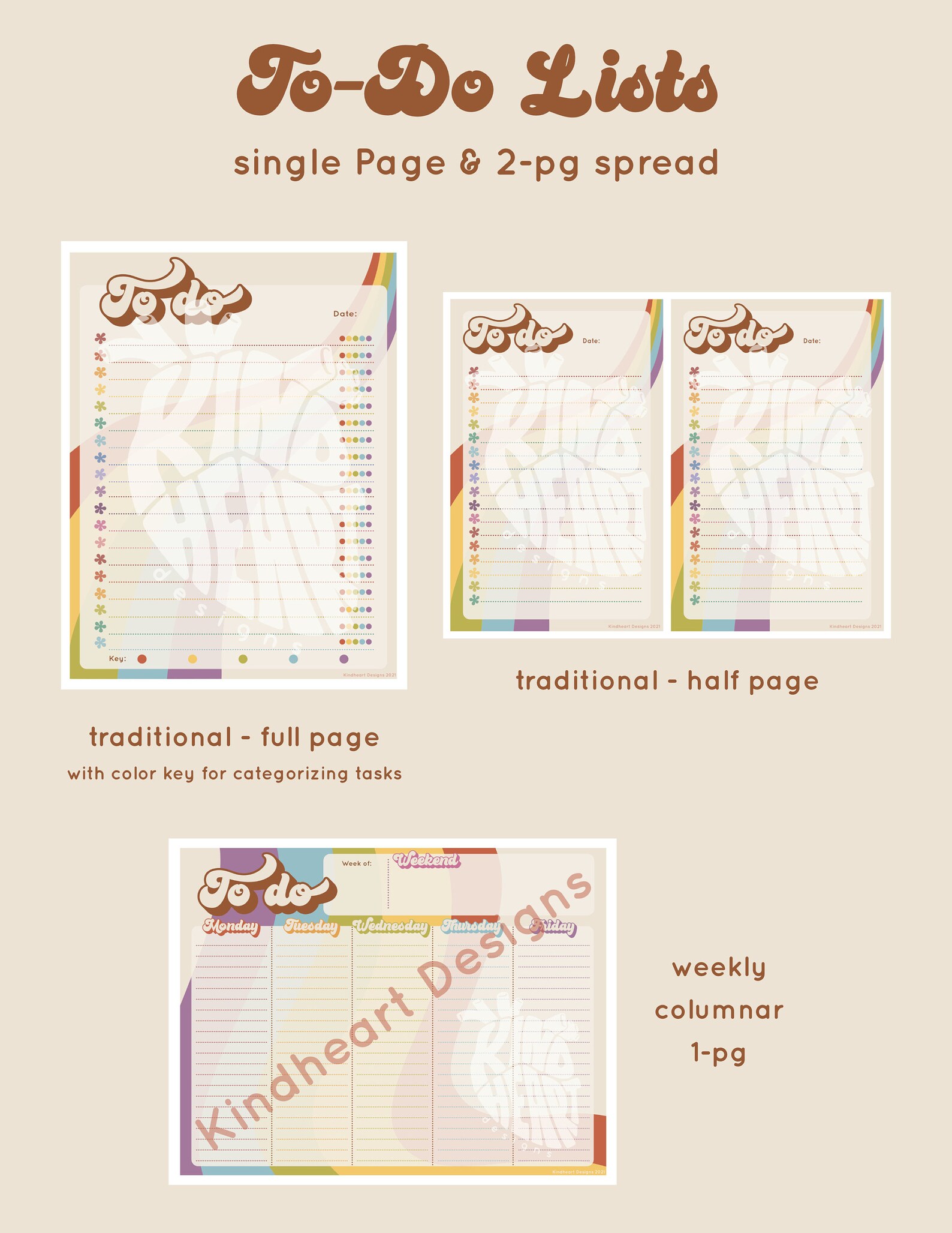 HUGE Planner Printable Bundle - Colorful, Fun, Boho, & Retro - 18-month ...