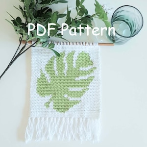 PDF Pattern Crochet Tapestry Monstera Leaf Wall Hanging, DIY Home Decor ...