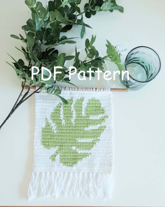 PDF Pattern Crochet Tapestry Monstera leaf DIY Home decor | Etsy