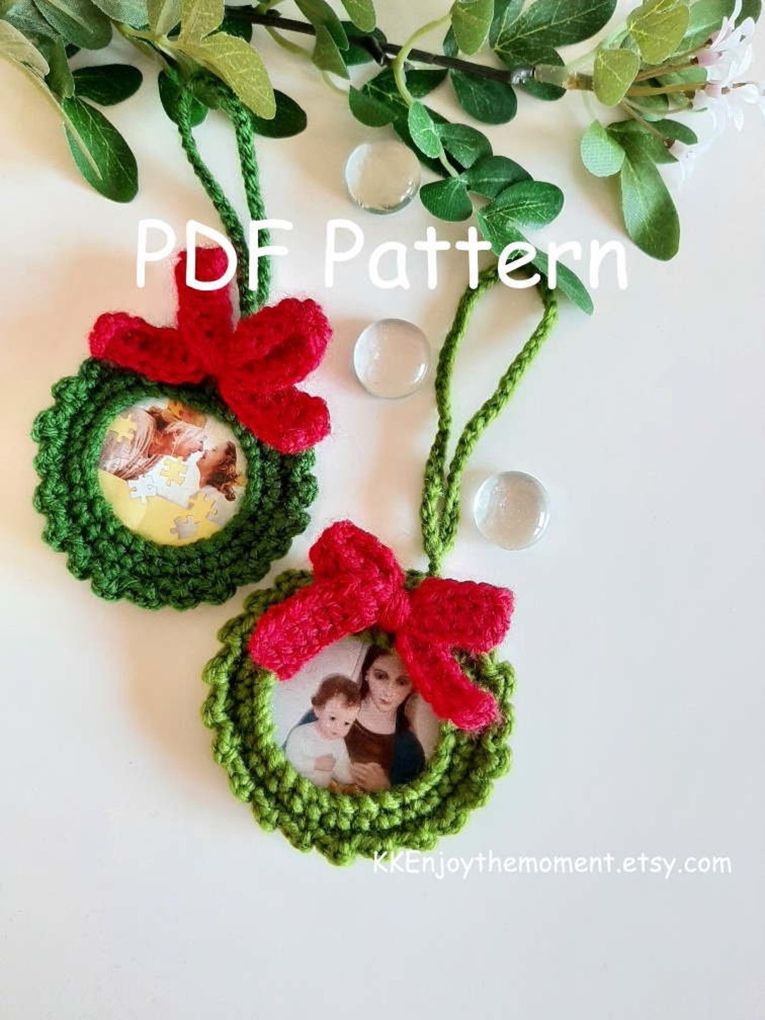 PDF Pattern Crochet Xmas Ornament Photo Frame for Christmas Decoration ...