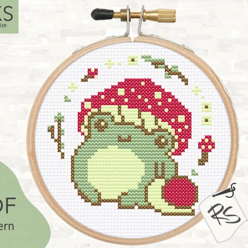 Mushroom Frog Embroidery Pattern Digital Download Pattern - Etsy